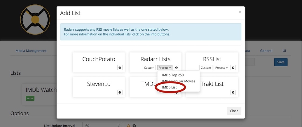 Adding IMDB Watchlist to Radarr - Guides - Reeltalk Forums